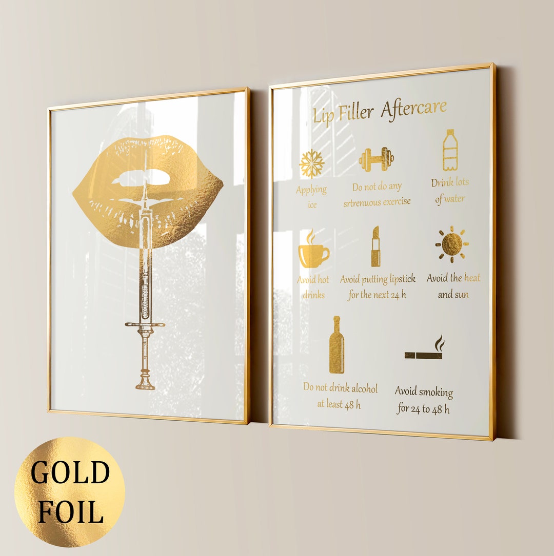 2 Lip Filler Art Lip Injection Aftercare Poster Aesthetic Clinic Decor ...
