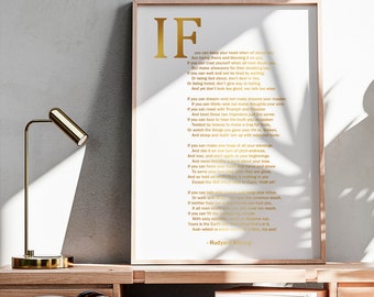 IF Rudyard Kipling Poem Art Gold Poetry Art Famous Poem Art Home Wall ...