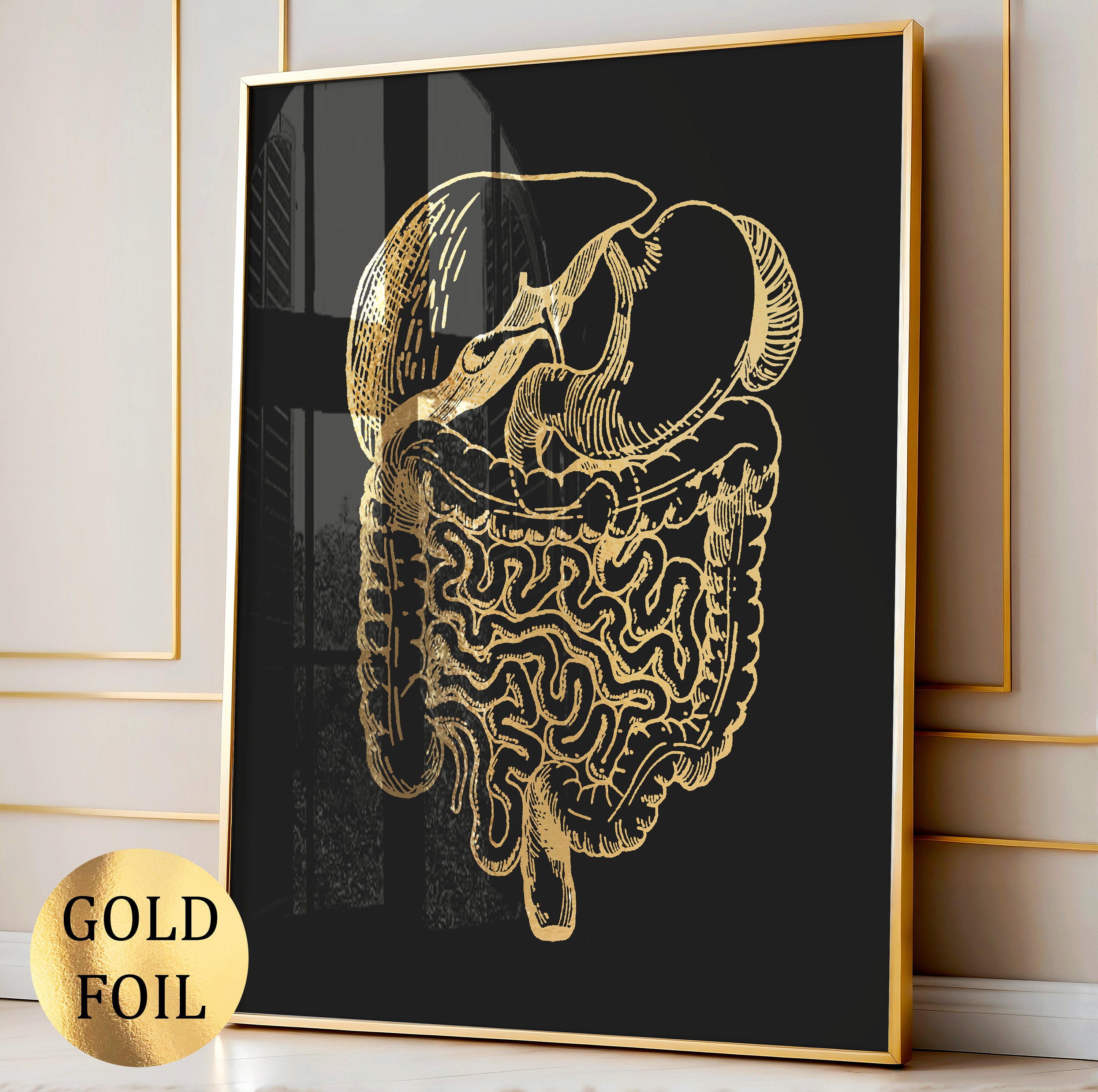 Digestive System Art Gold Anatomy Art Medical Art Gastroenterologist ...