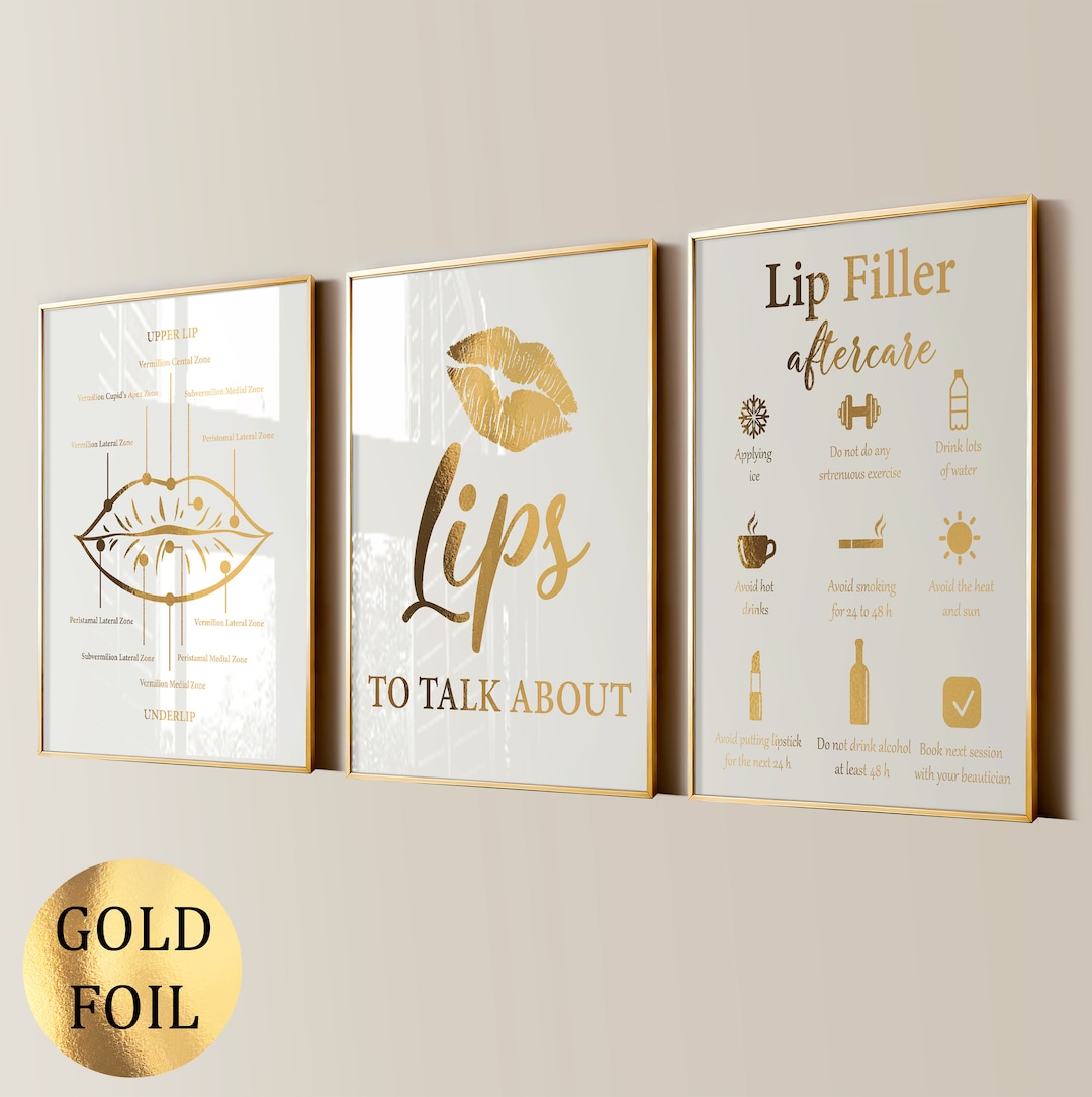 3 Lip Filler Posters Lip Injection Treatment Beauty Art Lip Procedures ...