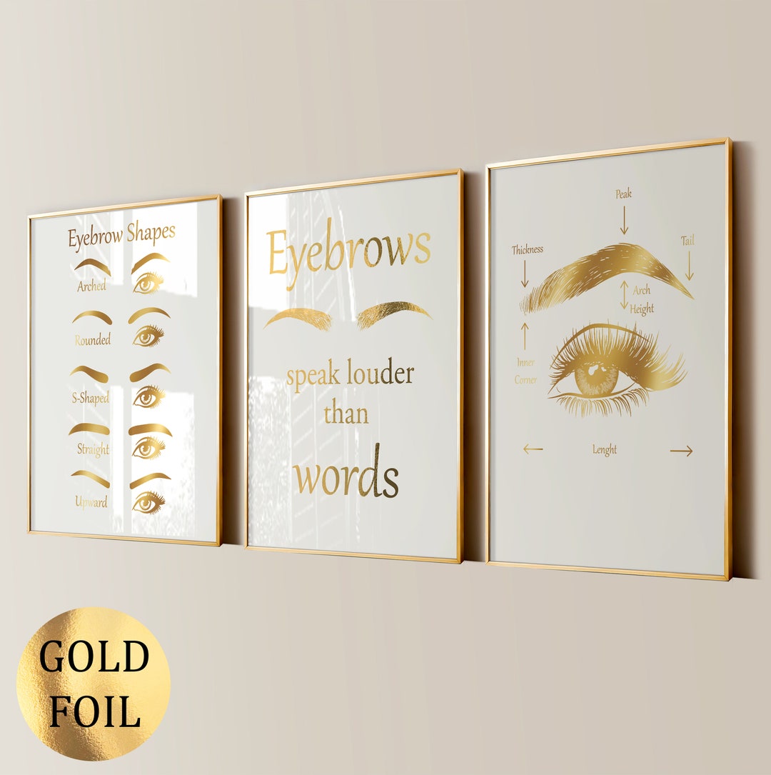 3 Eyebrows Posters Beauty Art Eyebrow Shapes Beauty Salon Decor Eyebrow ...