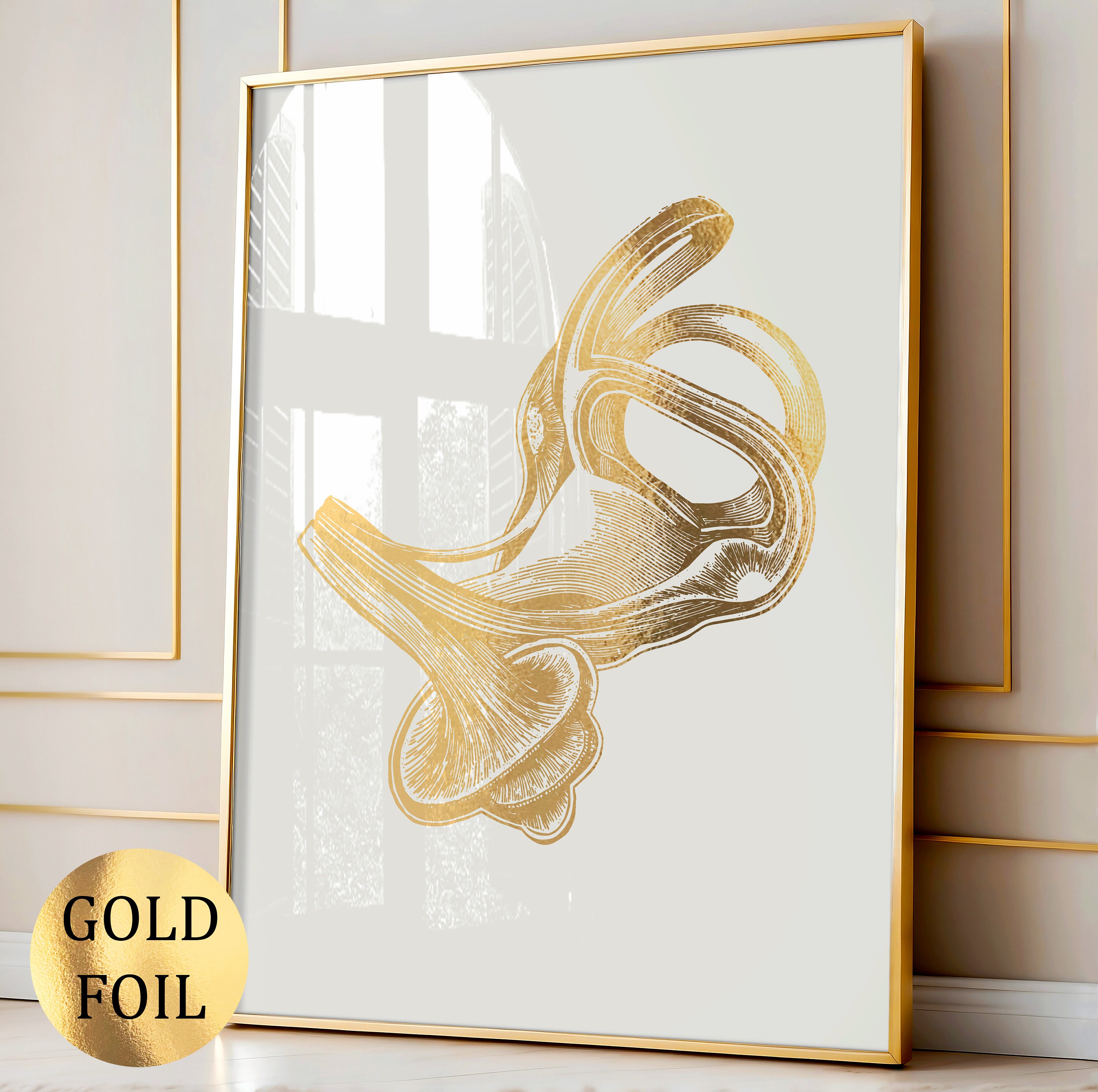 6 Gold Ear Anatomy Art Auditory System Posters Medical Art Inner Ear ...