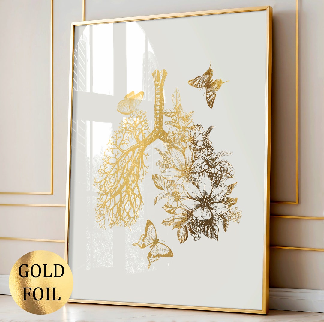 Gold Anatomy Art, Bronchial Tree Art, Medical Art, Respiratory System ...