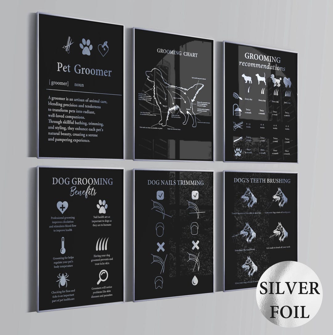 Set 6 Groomer Art Grooming Art Prints Grooming Salon Wall Decor Pet ...
