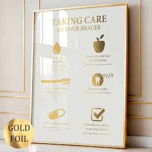 Set 3 Gold Dental Art Teeth Braces Poster Teeth Brackets Poster ...