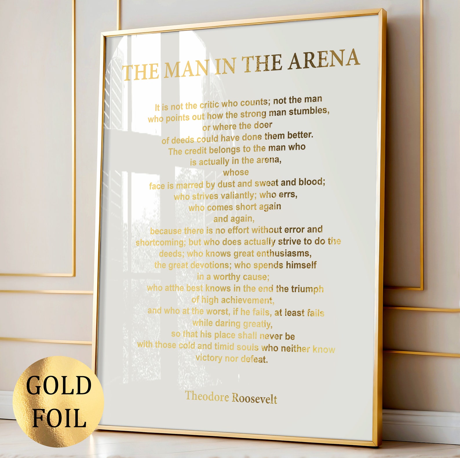 Theodore Roosevelt Poem Art the Man in the Arena Famous Speech Art ...