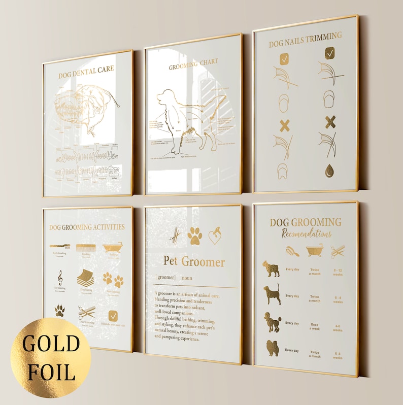 6 Dog Grooming Posters Groomer Gift Grooming Salon Decor Pet Dental ...