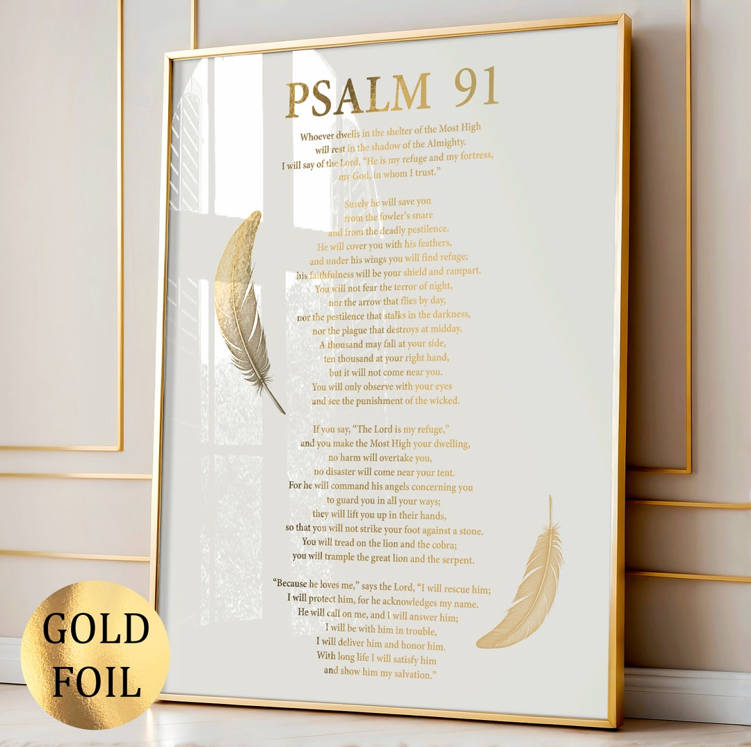 Psalm 91 Print Bible Verse Poster Christian Wall Art Religious Art ...