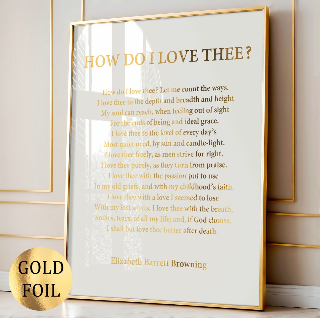 How Do I Love Thee by Elizabeth Barrett Browning, Romantic Poem Art ...
