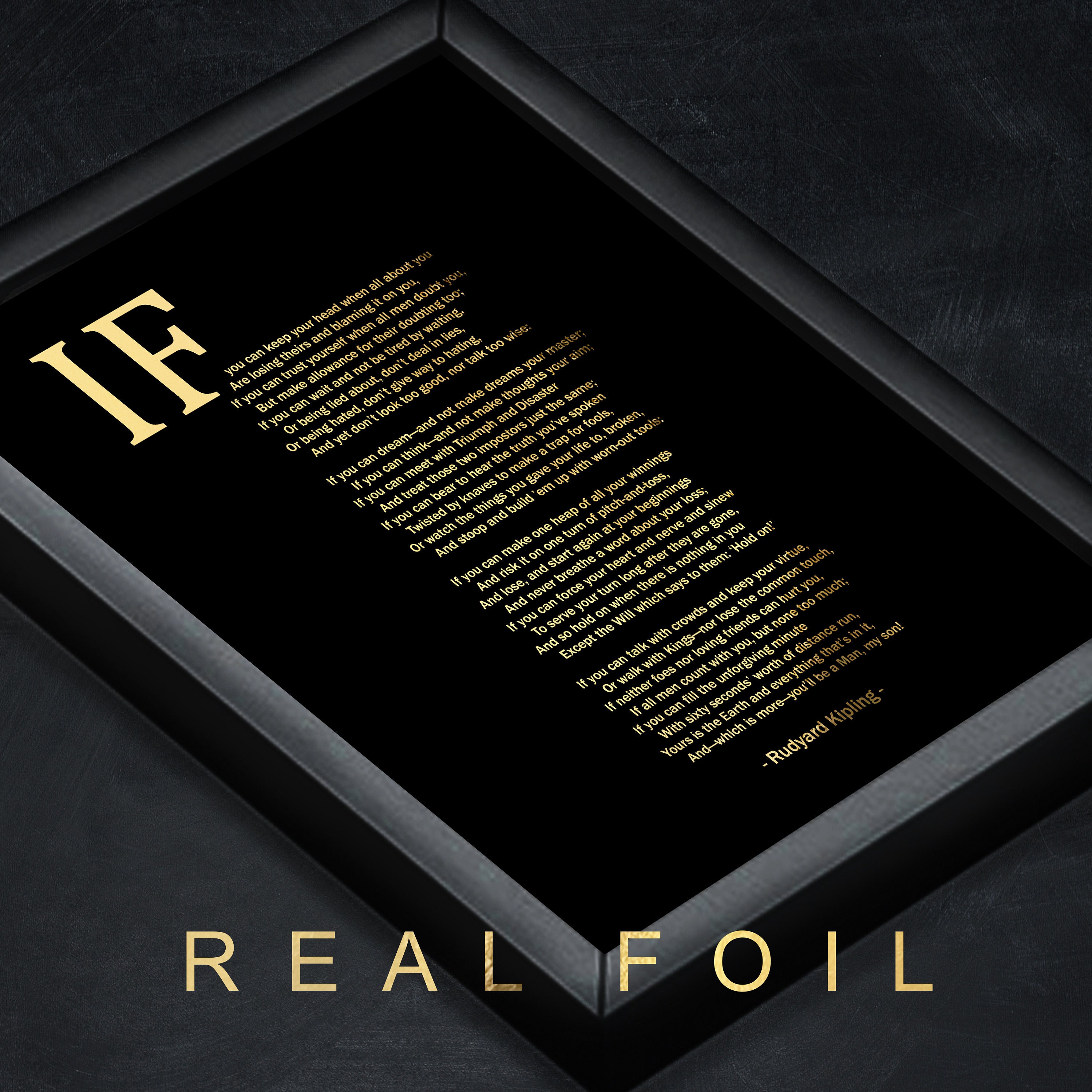 IF Rudyard Kipling Poem Art Gold Poetry Art Famous Poem Art Home Wall ...