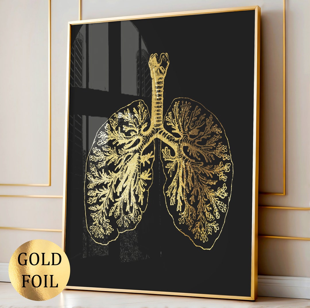Gold Lungs Anatomy Art Bronchial Tree Poster Medical Art Science Art ...