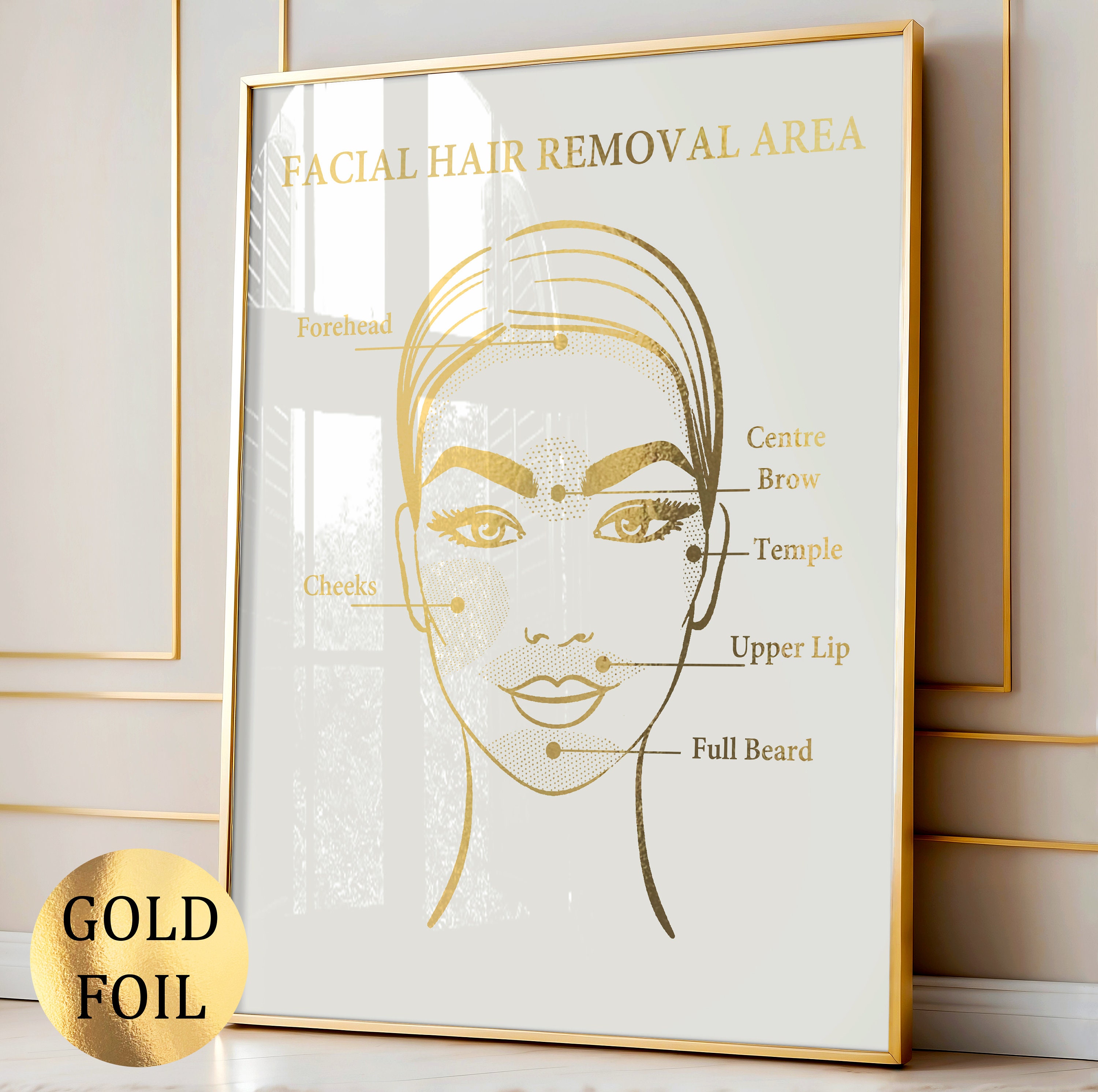 6 Laser Hair Removal Posters Beauty Treatment Art Gold Foil Print Med ...