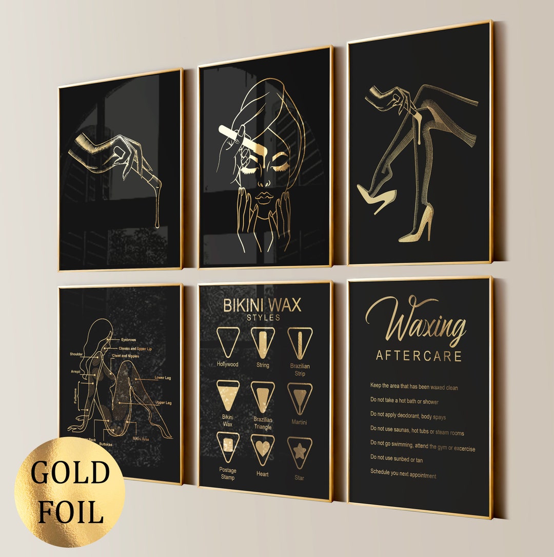 6 Waxing Poster Beauty Treatment Art Wax Zones Diagram Wax Salon Decor ...