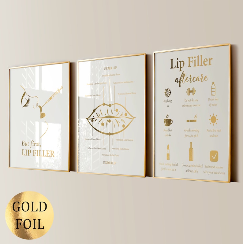 Set 3 Lip Filler Posters Lip Filler Injection Treatment Beauty Salon ...