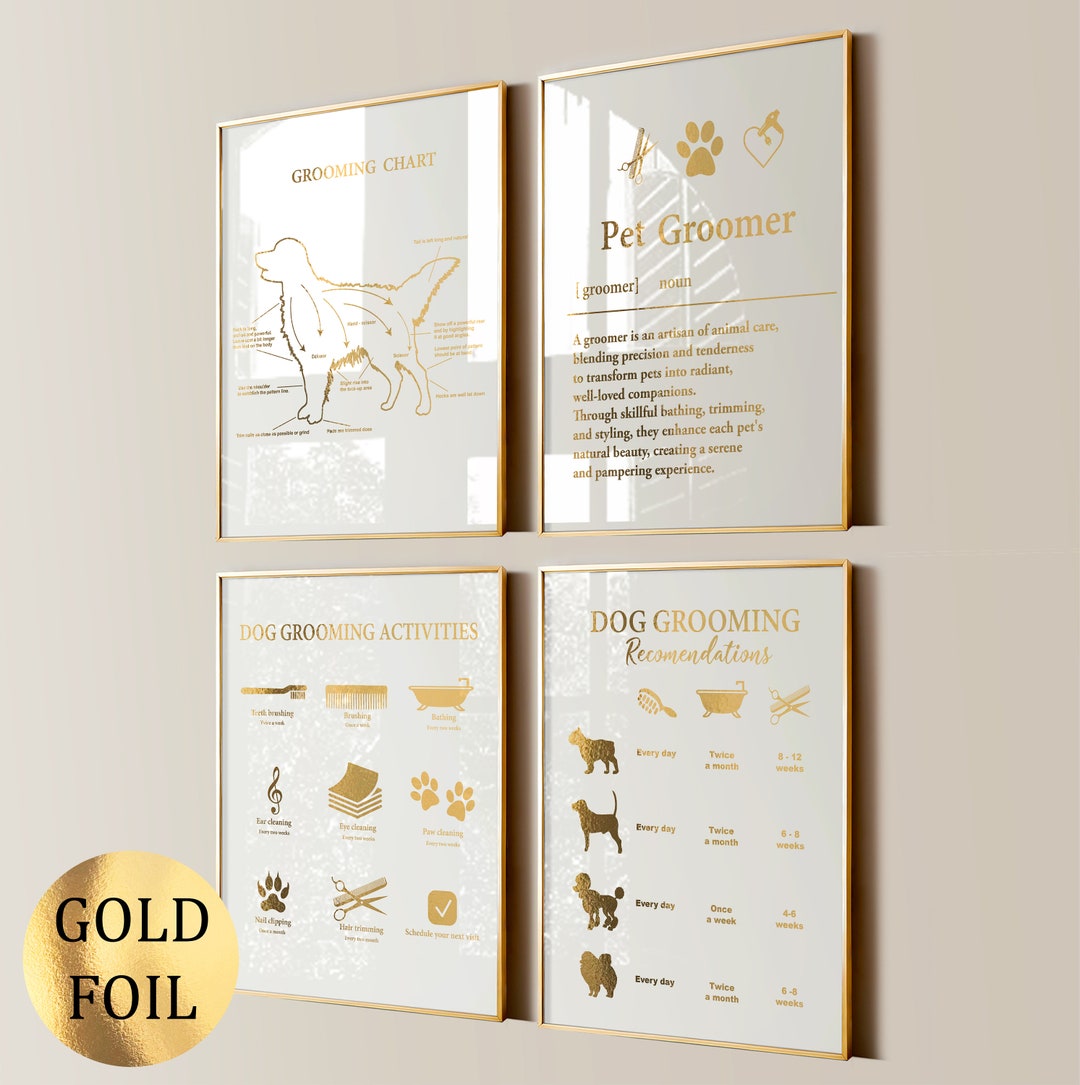 4 Pet Groomer Gift Grooming Posters Grooming Salon Decor Pet Care Art ...