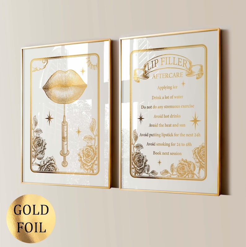 2 Lip Filler Posters Lip Filler Aftercare Guide Beauty Salon Decor Med ...