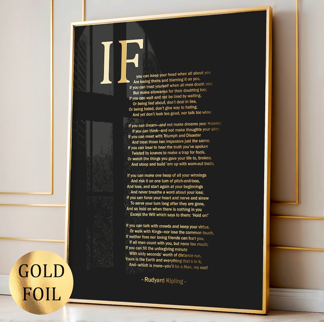 IF by Rudyard Kipling Poem Art Verse Art Famous Quote Art Home Wall ...
