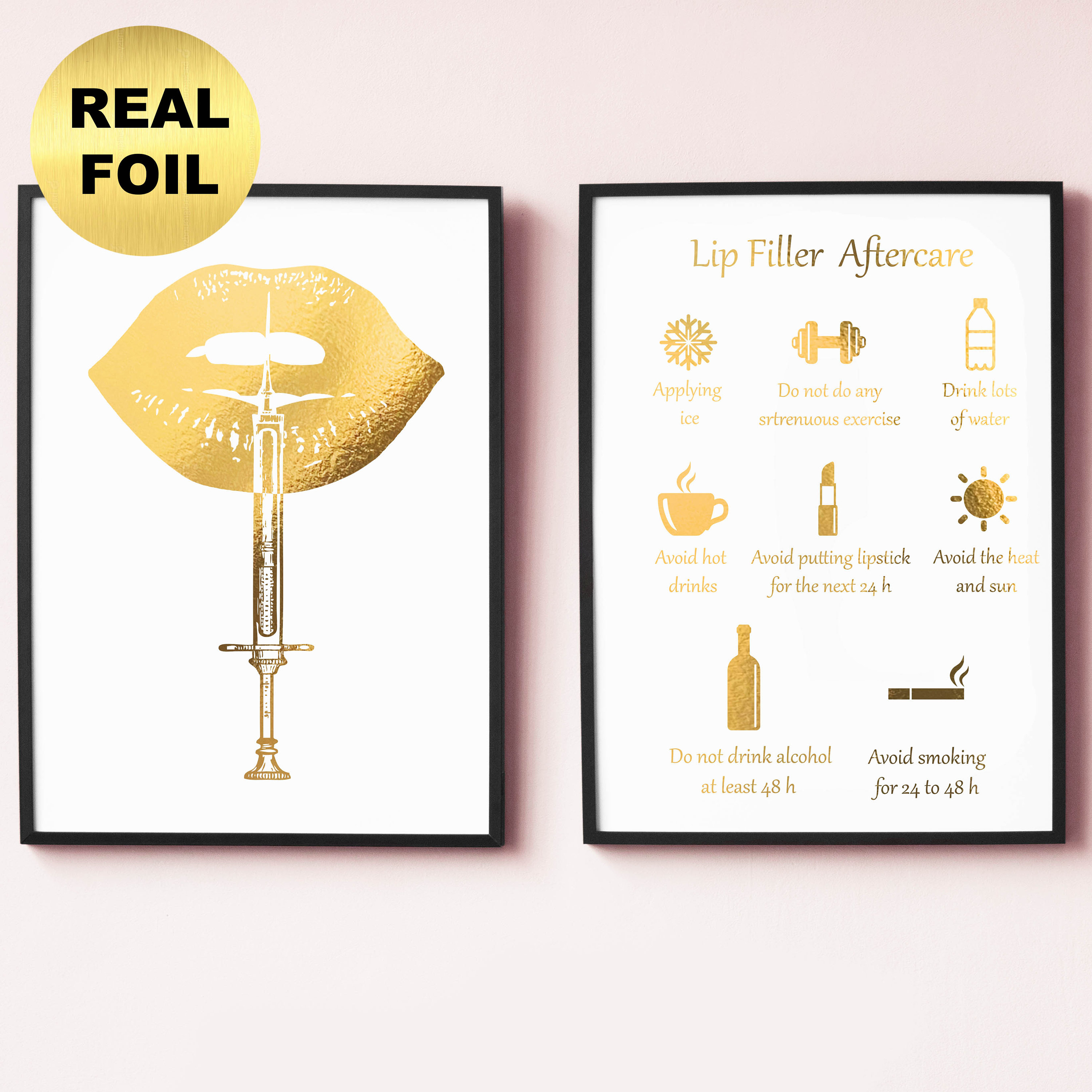 2 Lip Filler Art Lip Injection Aftercare Poster Aesthetic Clinic Decor ...