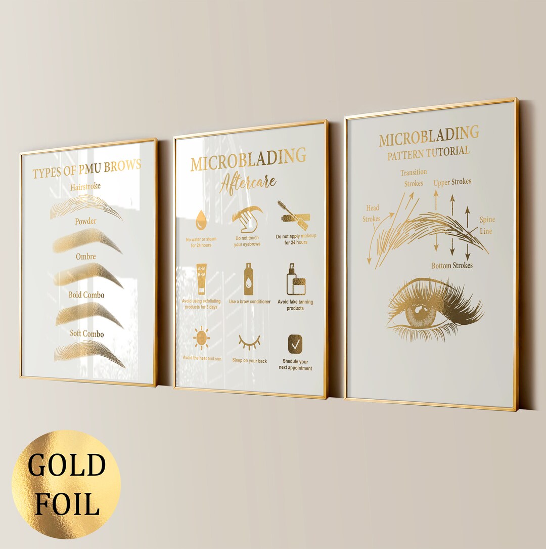 3 Microblading Art Microshading Poster Beauty Salon Decor Permanent ...