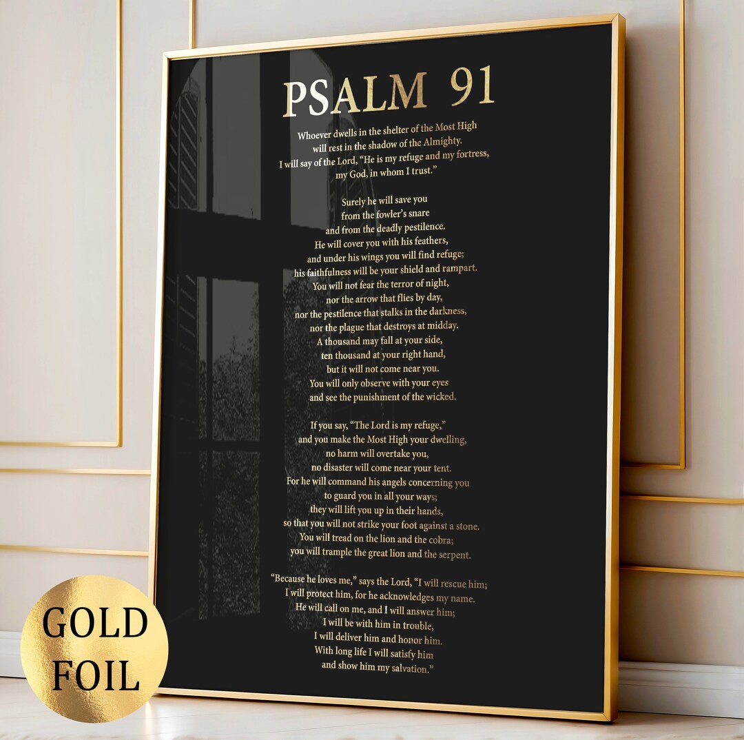 Psalm 91 Art Christian Prayer Poster Biblical Wall Art Christian Wall ...