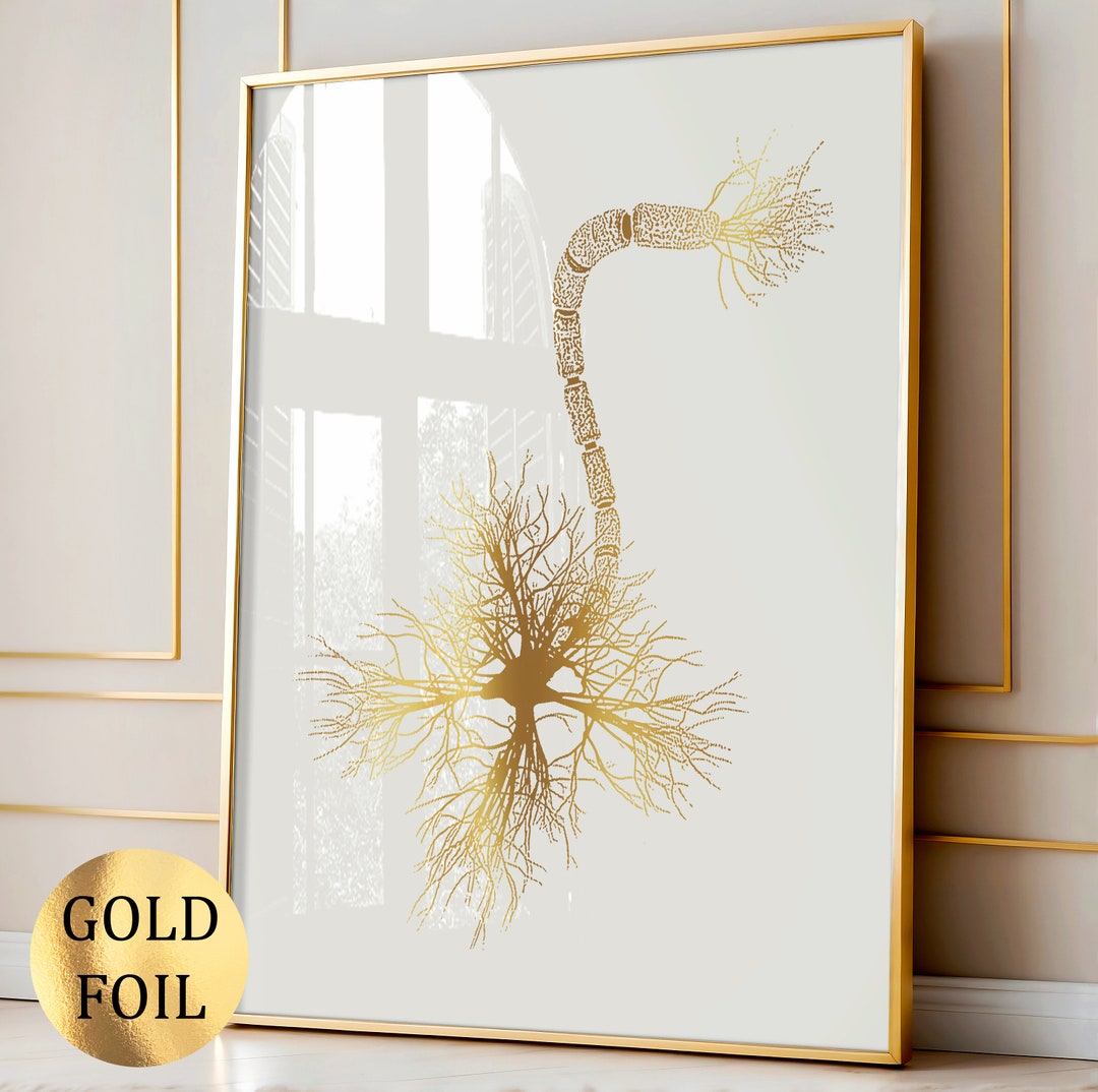 Neuron Cell Art Gold Foil Print Neuroscience Art Neurology Art Motor ...