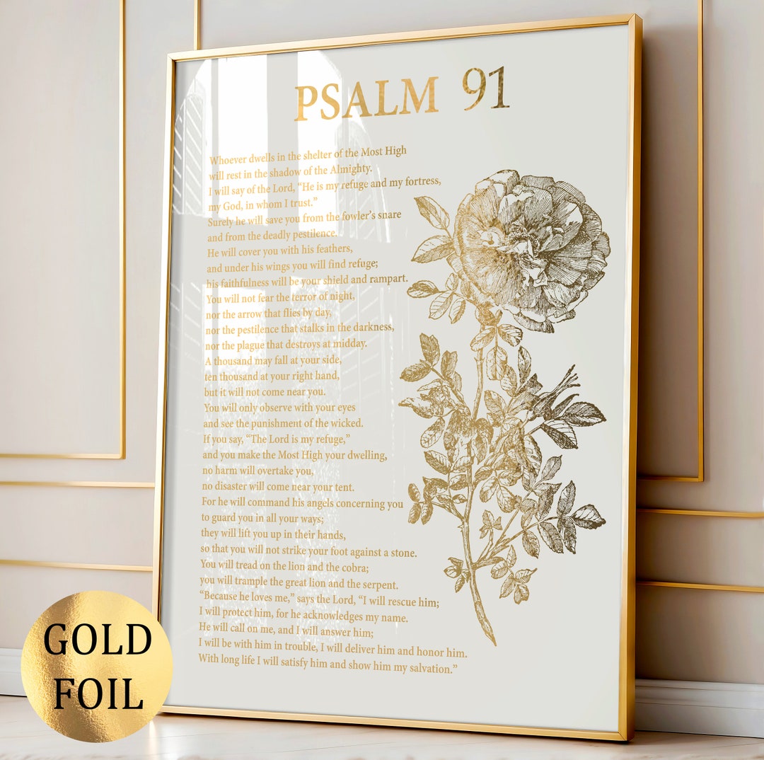 Psalm 91, Christian Psalm Wall Art, Prayer Wall Decor, Religious Gift ...