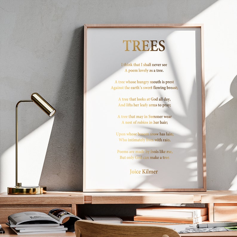 Trees Poem by Joice Kilmer 1915, Poem Art, Literature Poster, Famous ...
