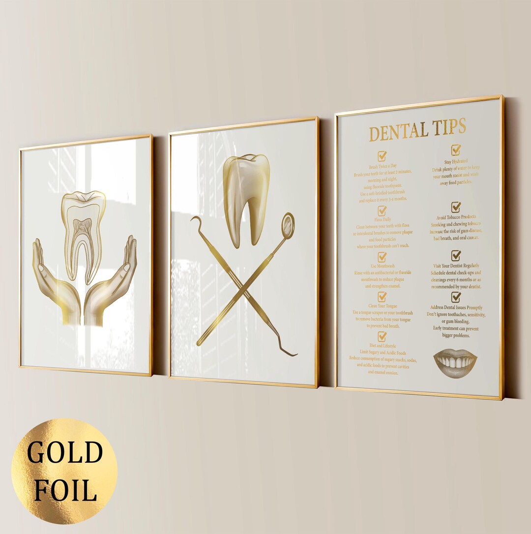 3 Dental Care Posters Tooth Healthy Art Medical Art Dentistry Art ...