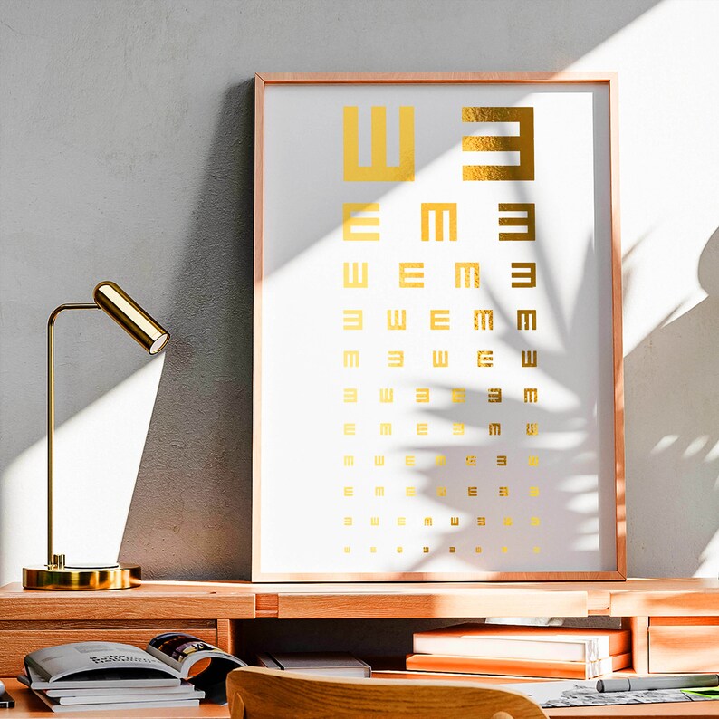 3 Optometrist Gift Gold Medical Art Optometry Art Eyesight Test Print ...