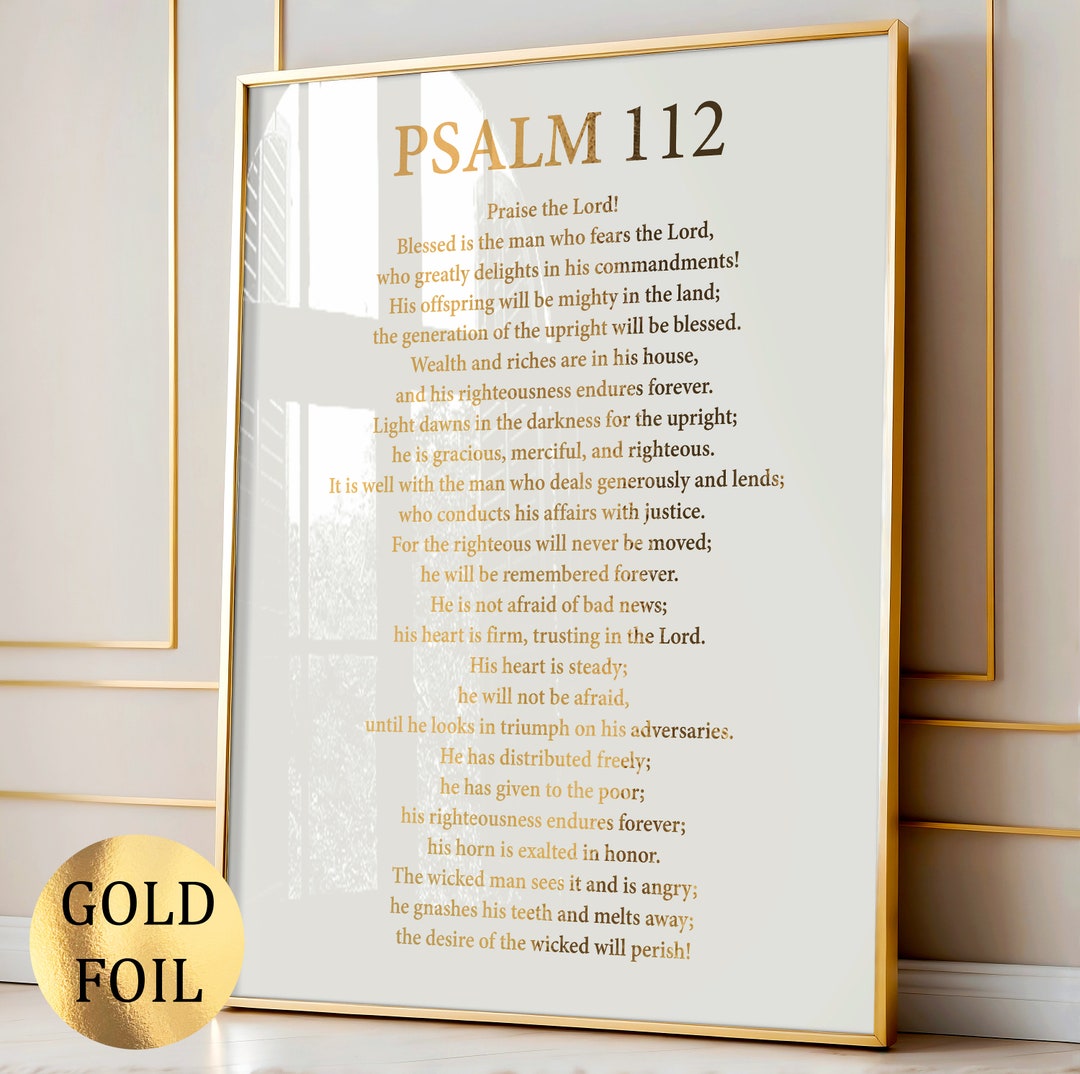 Psalm 112 Print Christian Psalm Poster Inspirational Psalm Wall Art ...