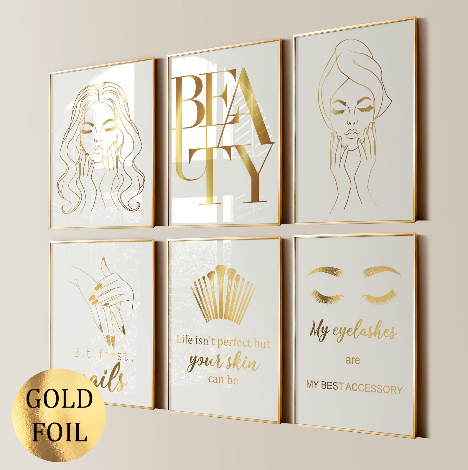 6 Med SPA Posters Beauty Salon Decor Gold Foil Print Beauty Treatment ...