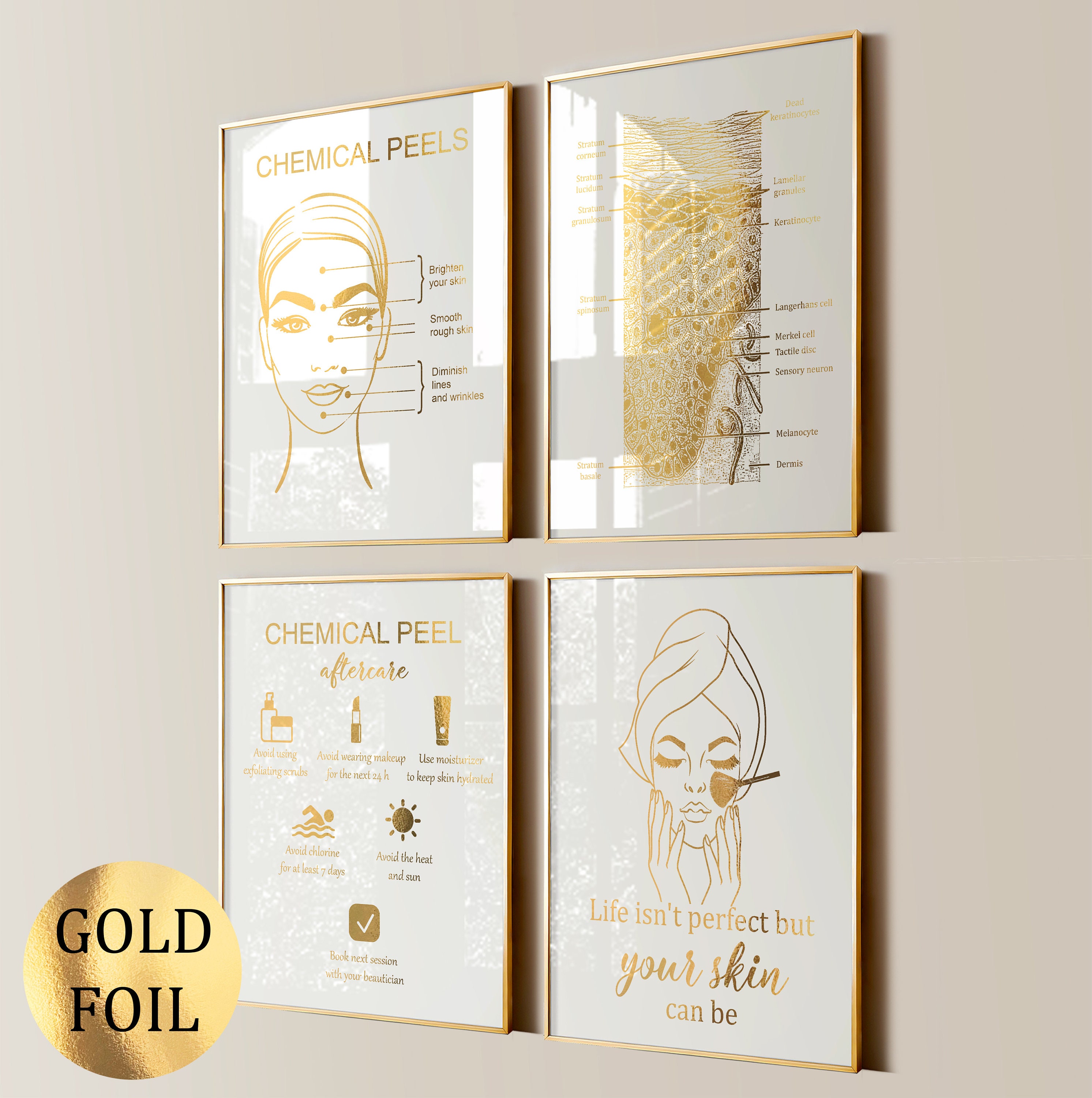 Set 4 Chemical Peel Procedure Poster Medical SPA Art Dermapeeling Art ...