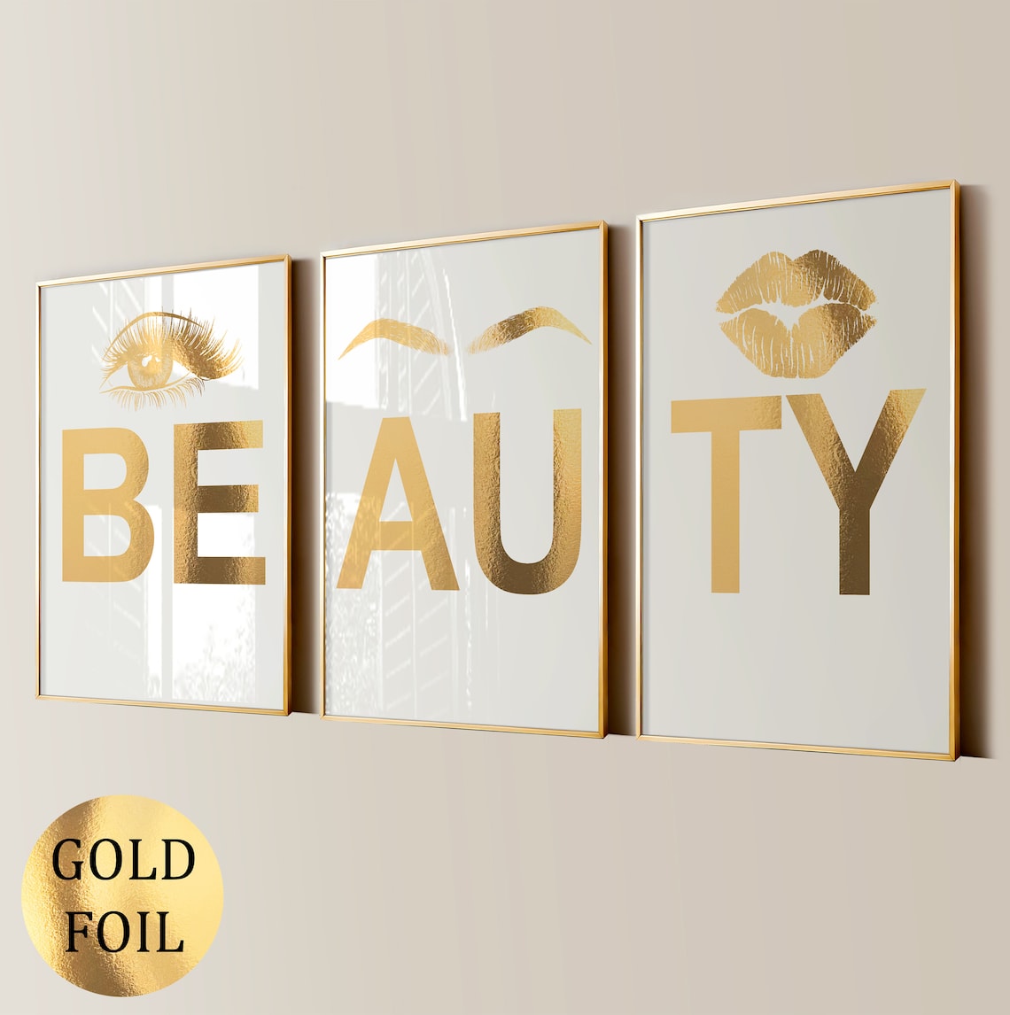 3 Beauty Salon Decor Makeup Poster Esthetic Art Modern Wall Art Gold ...