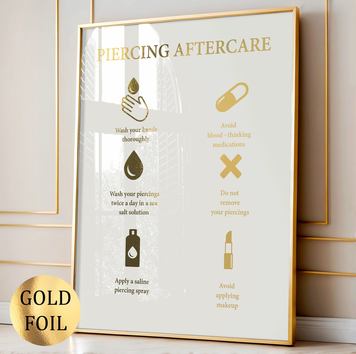 Set 6 Piercing Art Ear Piercing Chart Facial Piercing Poster Body ...