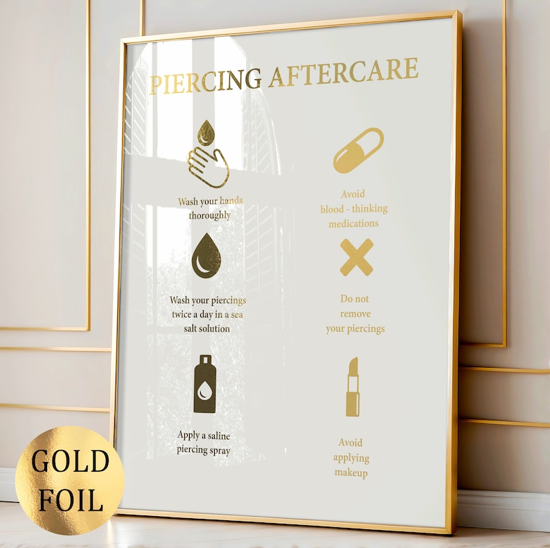 Set 6 Piercing Art Ear Piercing Chart Facial Piercing Poster Body ...