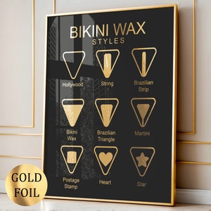 6 Waxing Poster Beauty Treatment Art Wax Zones Diagram Wax Salon Decor ...