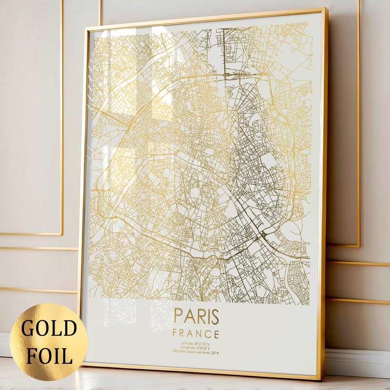 Paris Map Art - Etsy