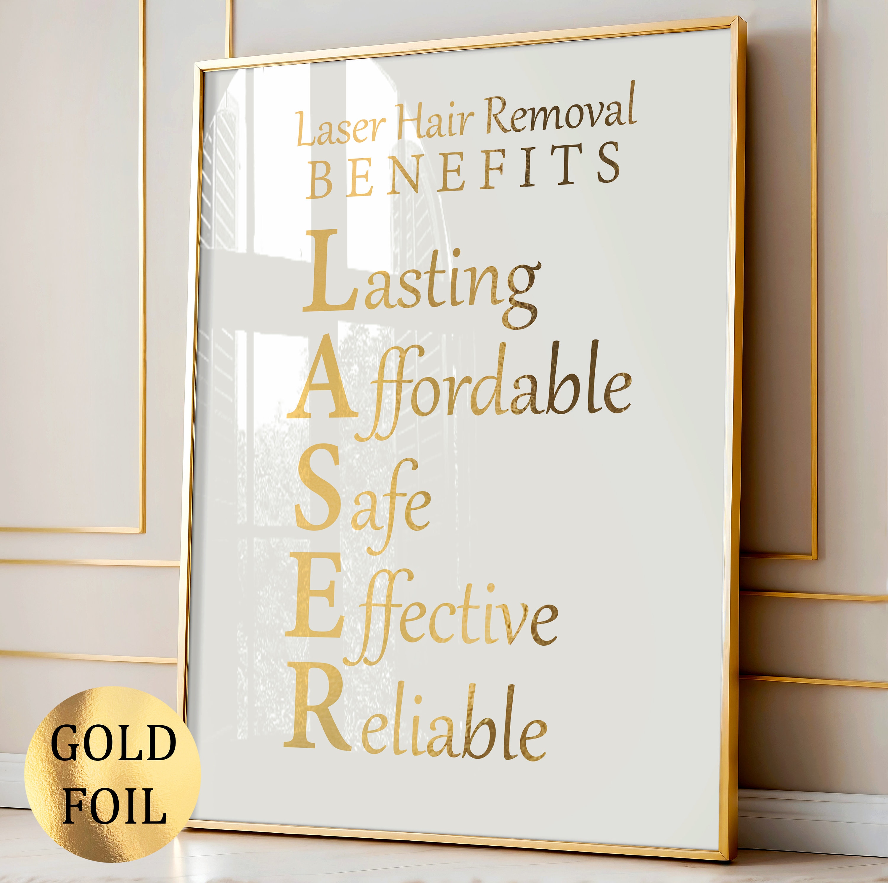 6 Laser Hair Removal Posters Beauty Treatment Art Gold Foil Print Med ...