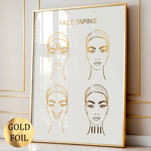 4 Face Taping Posters Medical Art Kinesiology Art Face Tape Beauty ...
