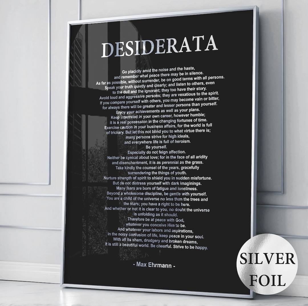 Desiderata Poem by Max Ehrmann Classic Literature Poster Inspirational ...