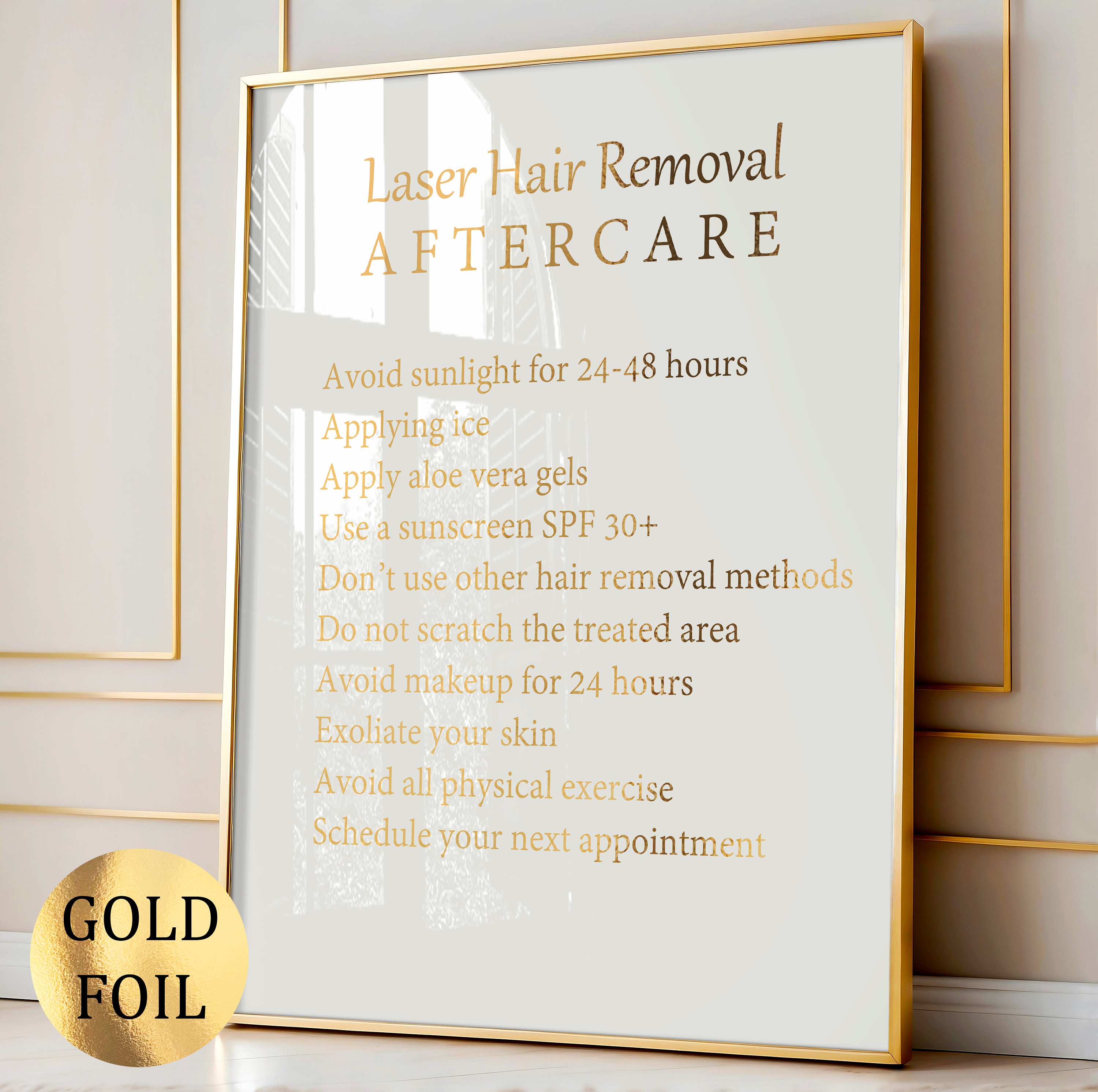 6 Laser Hair Removal Posters Beauty Treatment Art Gold Foil Print Med ...