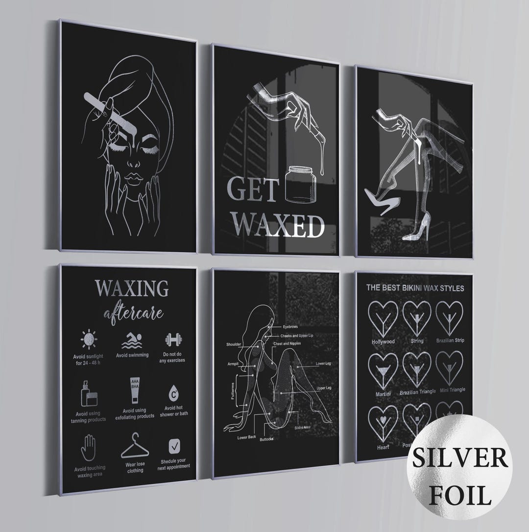 6 Waxing Treatment Print Beauty Art Hair Removal Wax Zones Chart Wax ...