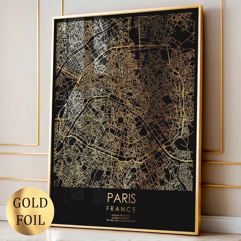 Paris Map Art - Etsy