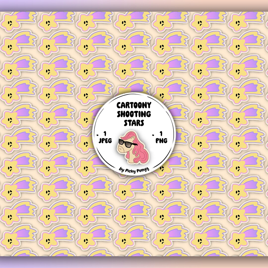 Cute Cartoony Shooting Stars Seamless Repeat Pattern & Jpg and Png ...