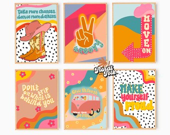 Groovy Inspirational Class set of 8 Printable Posters, Digital ...