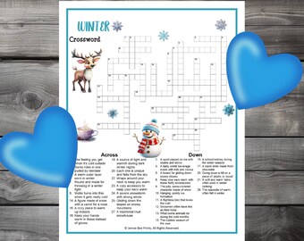 January Crossword Puzzle, Family Friendly Fun Printable, Puzzles for ...