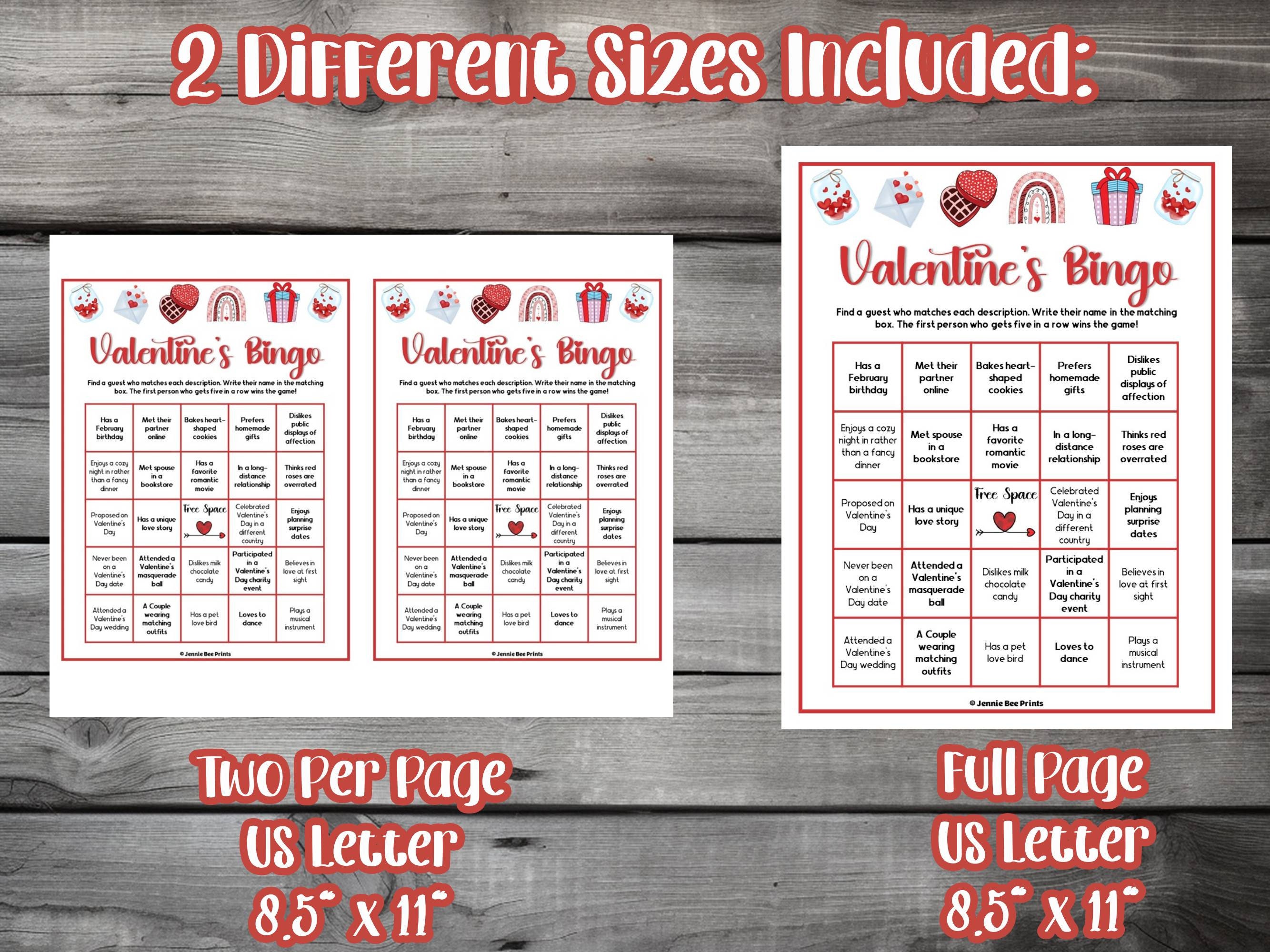 Valentine’s Day Bingo Game, Family Friendly Fun Valentine's Party Game ...