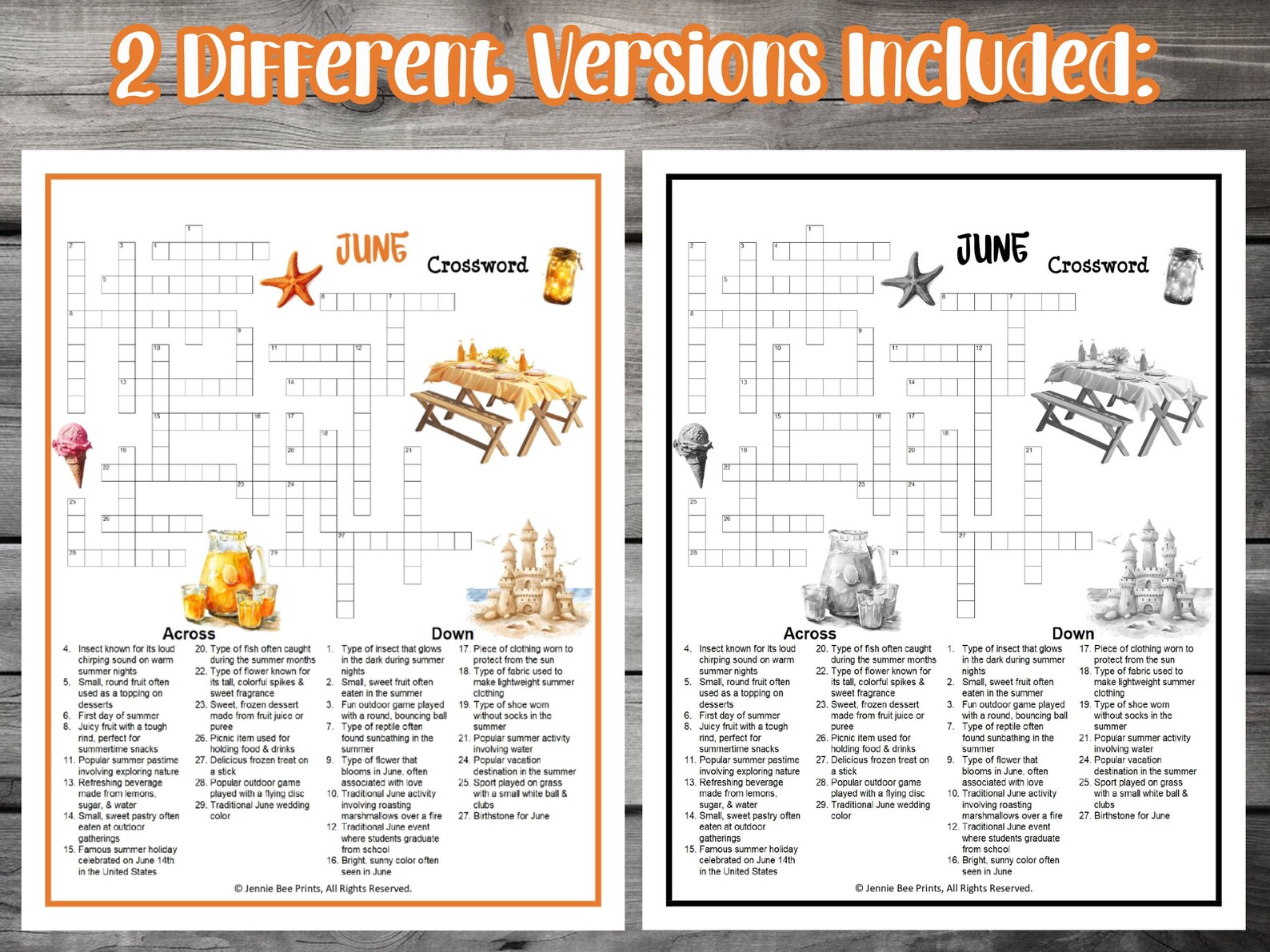 June Crossword Puzzle, Family Friendly Fun Printable, Puzzles for ...