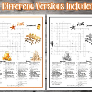 June Crossword Puzzle, Family Friendly Fun Printable, Puzzles for ...