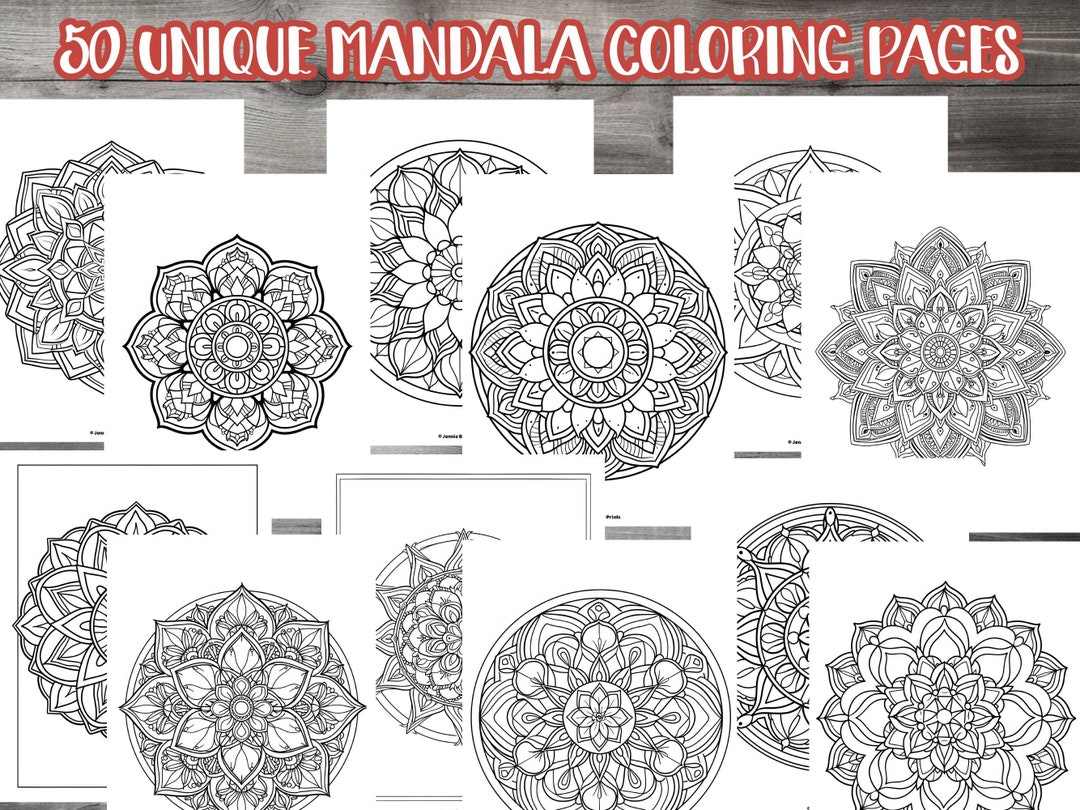 50 Unique Mandala Coloring Pages, Printable Coloring Pages, Digital ...